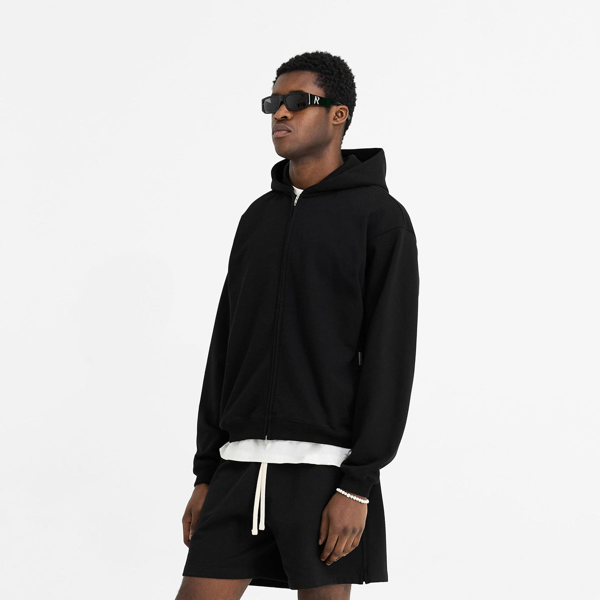 Initial Oversized Zip Hoodie - Black | REPRESENT CLO