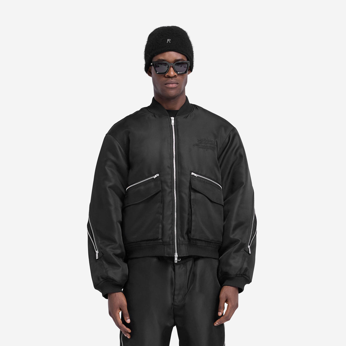 Represent Zip Back Bomber Jacket | Premium Jet Black Outerwear | REPRESENT