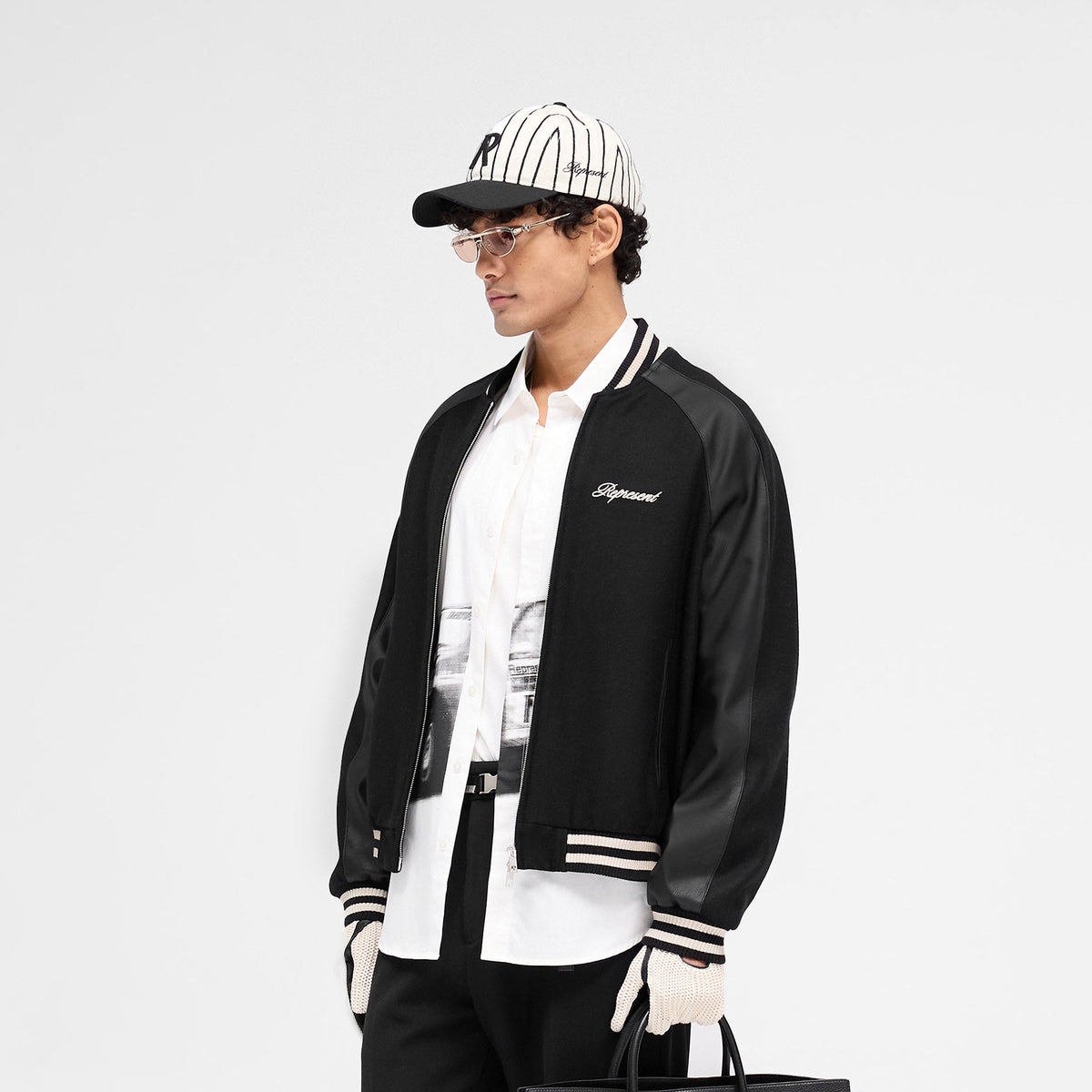 Raglan Varsity Jacket - Black | REPRESENT